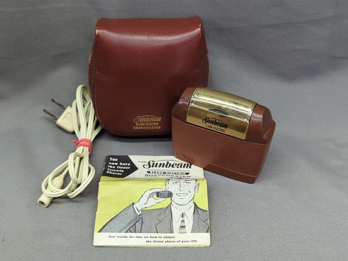 VTG Sunbeam Shavemaster Golden Glide Model G Electric Razor W/ Case ...