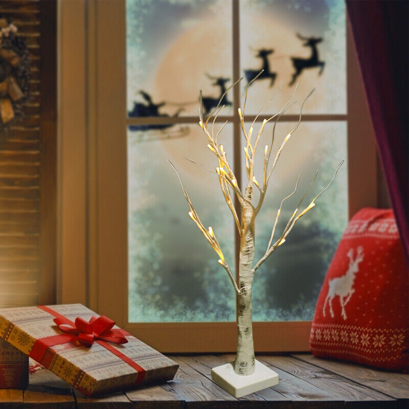 White Easter Birch Tree LED Light Up Twig Tree Xmas Decorations Desk ...