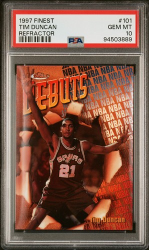 1997-98 Topps Finest Tim Duncan #101 Rookie Card RC Refractor PSA 10 ...