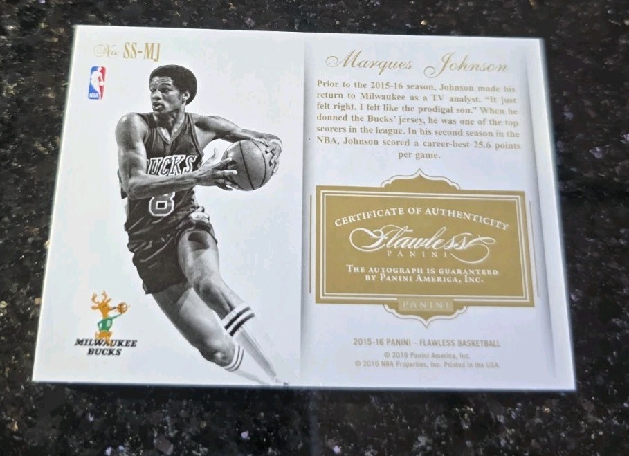 2015 Panini Flawless Marques Johnson Super Signatures Sapphire /10 #SS ...