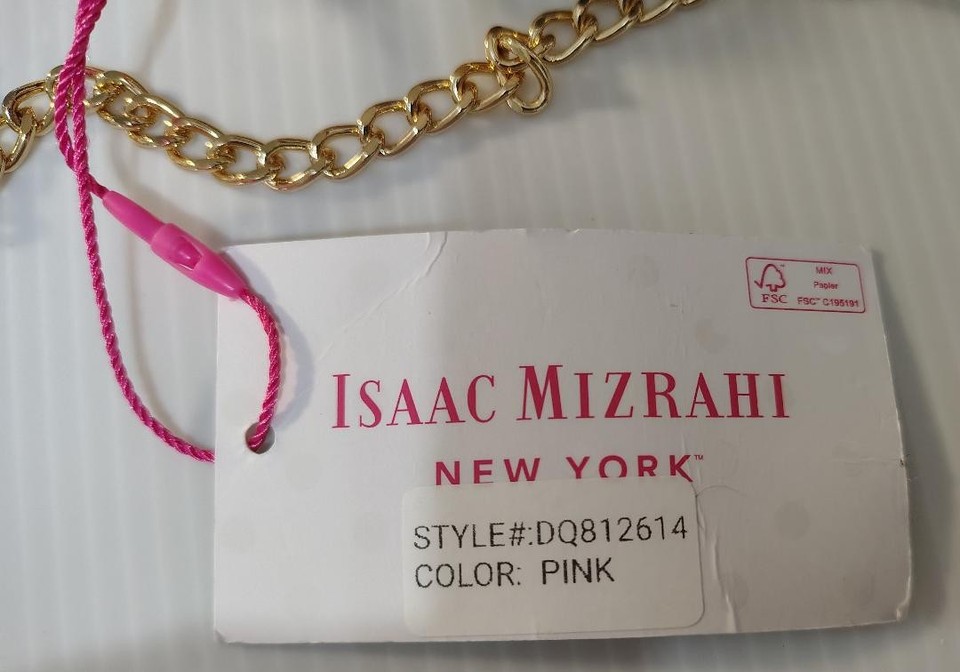 ISAAC MIZRAHI Pink Shell Chain Cross Body Rattan Bag-Party, Cruise ...