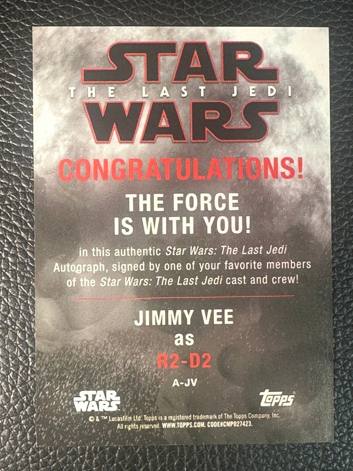 2018 Topps Star Wars The Last Jedi R2-D2 Jimmy Vee Auto Autograph | eBay