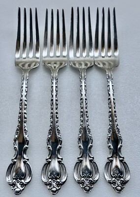 SILVERWARE ~ INTERNATIONAL ~ COUNTESS ~ FLORAL INLAY ~ 4 DINNER FORKS 7 ...