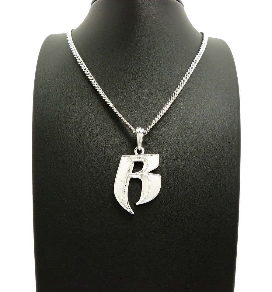 NEW 'R' RUFF RYDERS PENDANT & 24" BOX/CUBAN/ROPE CHAIN HIP HOP NECKLACE ...