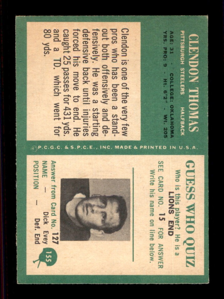1966 Philadelphia #155 Clendon Thomas | eBay