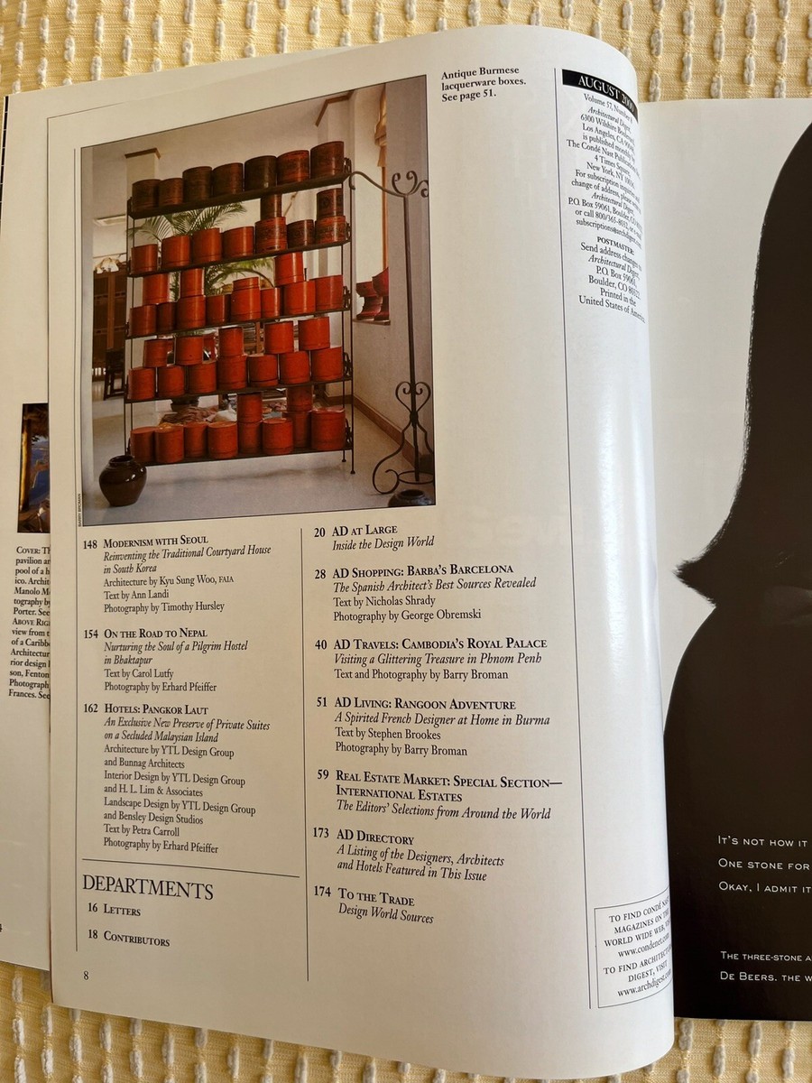 Inside The Architectural Digest Magazine August 2000