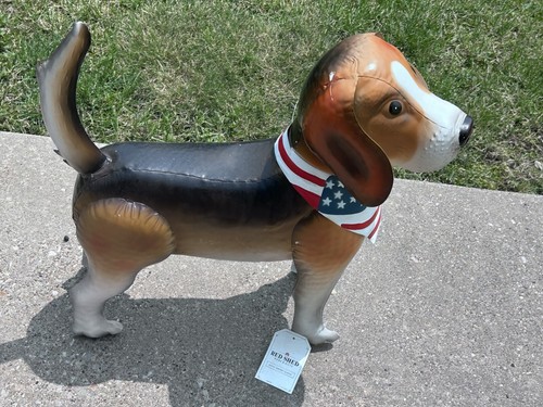 Patriotic Beagle Dog Statue 24" Metal Garden Decor Rustic Farmhouse ...