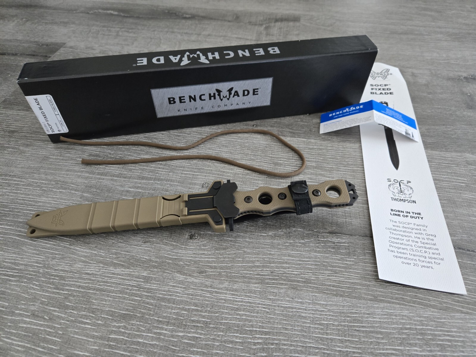 Benchmade 185 SOCP Double-Edge Dagger Serrated Edge Desert Tan Sheath ...