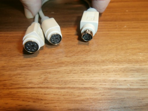 PS2 "Y" SPLITTER ADAPTER 6 PIN MINI DIN MALE TO 2 FEMALE 6 PIN MINI DIN ...