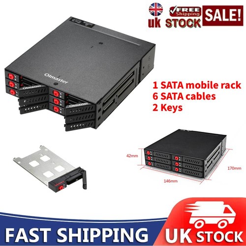 OImaster 6 SATA HDD SSD Hard Drive Mobile Rack Mount For PC 5.25 ...