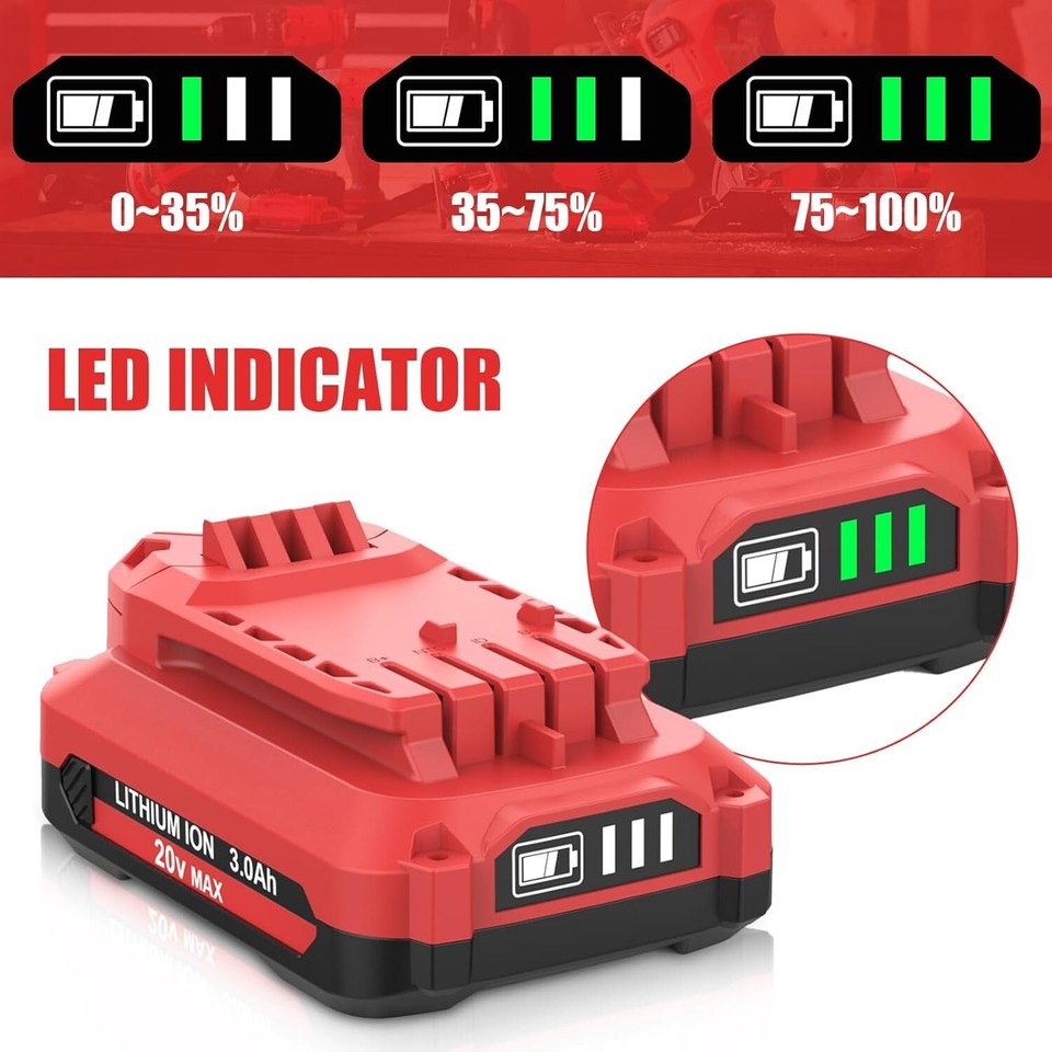 2PACK 20Volt For Craftsman V20 6.0Ah Li-ion Battery CMCB204 CMCB202 ...