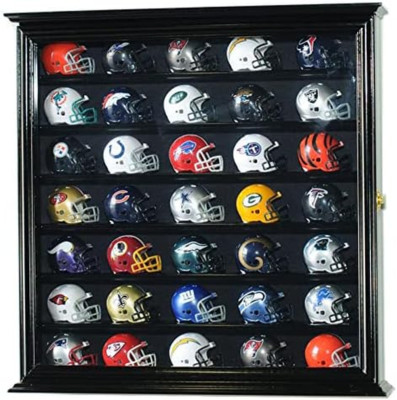 Case Wall Cabinet Pocket Pro Mini Helmets Display Holder Wood Rack UV ...