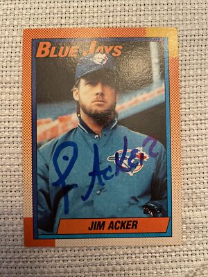 JIM ACKER 1990 TOPPS AUTOGRAPHED SIGNED AUTO BASEBALL CARD 728 BLUE ...