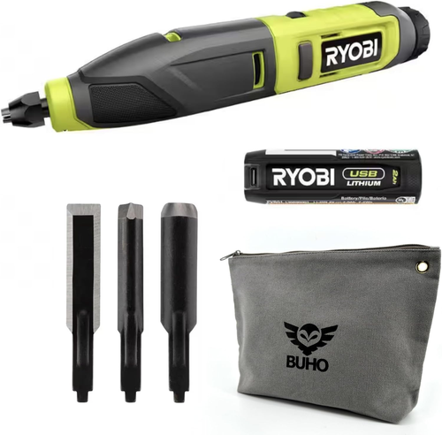 Power Carver Bundle with Ryobi Carver and Tool Pouch, USB Lithium 2.0 ...