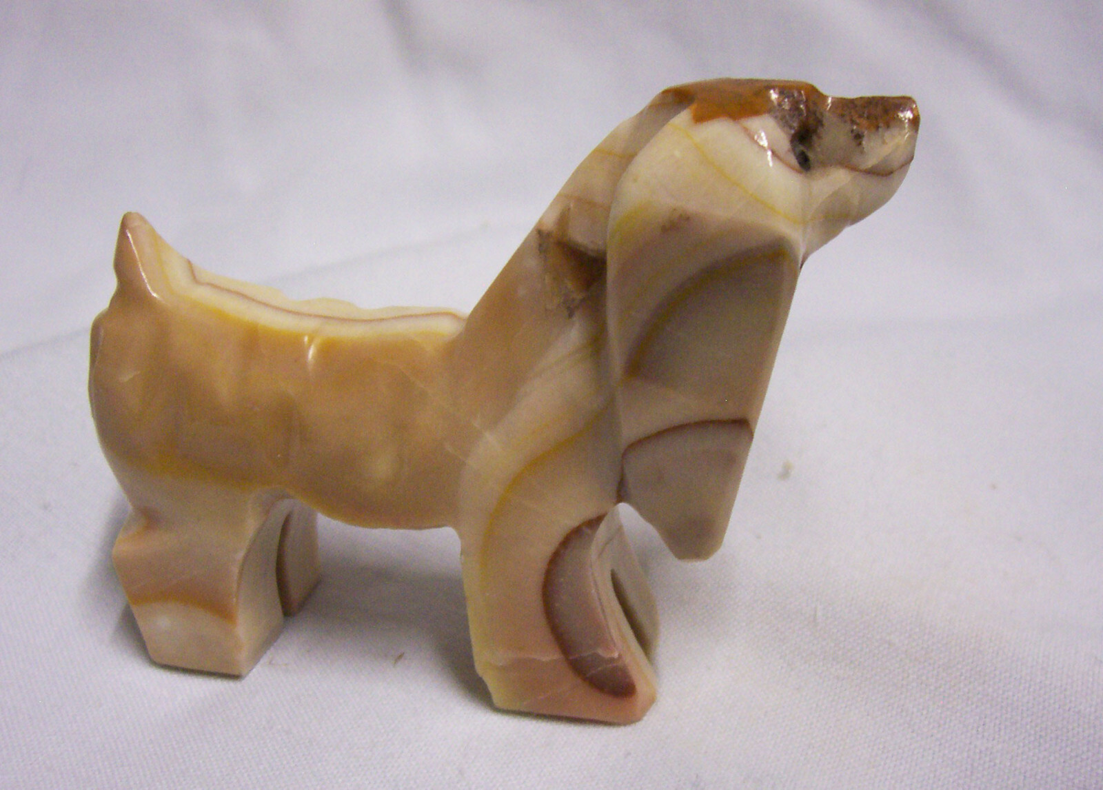 FIGURINE ONYX DOG Collectible Hand Carved Onyx Mini 2 1/2" H Basset ...