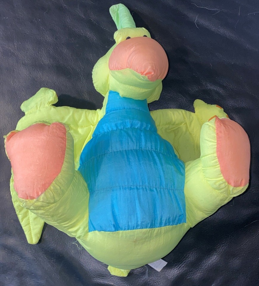 STUFFINS Dinosaur PTERODACTYL plush NEON Yellow nylon SQUEAKS Wings 15 ...