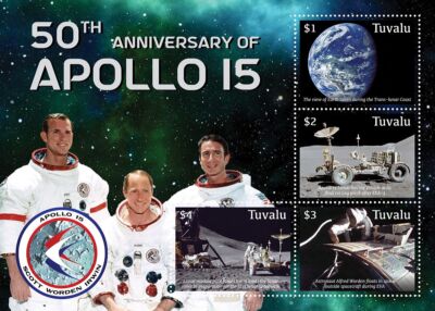 APOLLO 15 NASA Astronauts/Spacewalk/Rover Moon Space Stamp Sheet (2021 ...