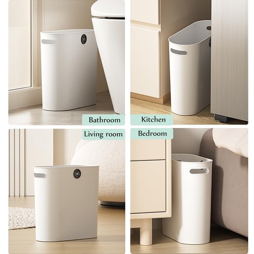 Small Trash Can Plastic Wastebasket Garbage Bin with Handles for Narrow ...