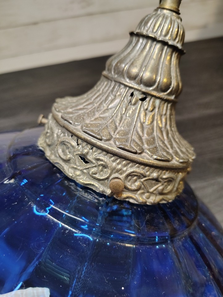 MCM Ribbed Blue UFO Shaped Globe Swag Light W/ Pull chain & 14' Cord | eBay