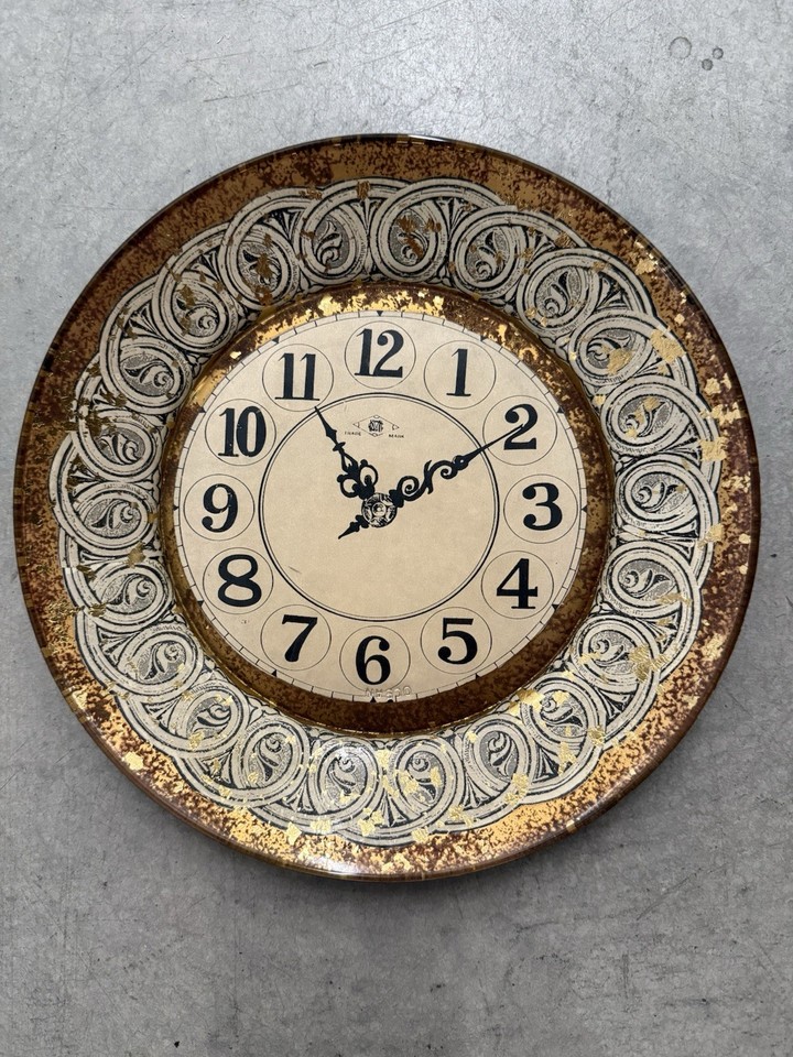 Glass Antique Gold 9” Diameter Clock Face Plate with Gold Plate Stand ...