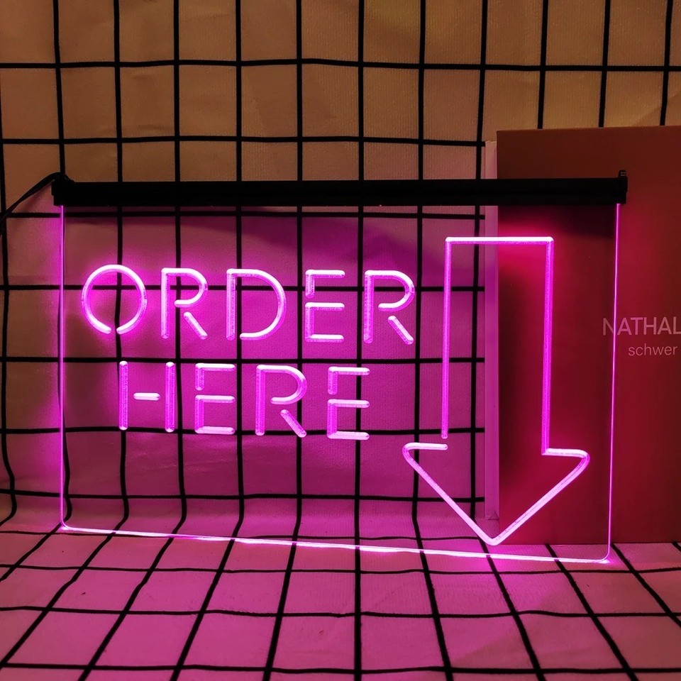 Order Here Cashier Reception LED Neon Light Sign Business Display Wall ...