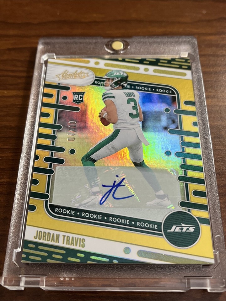 2024 Panini Absolute Jordan Travis auto gold #4/10 New York Jets RC ...
