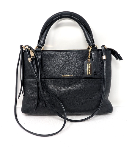 Women's Coach Mini Borough #28163 Blk Genuine Pebbled Leather Crossbody ...