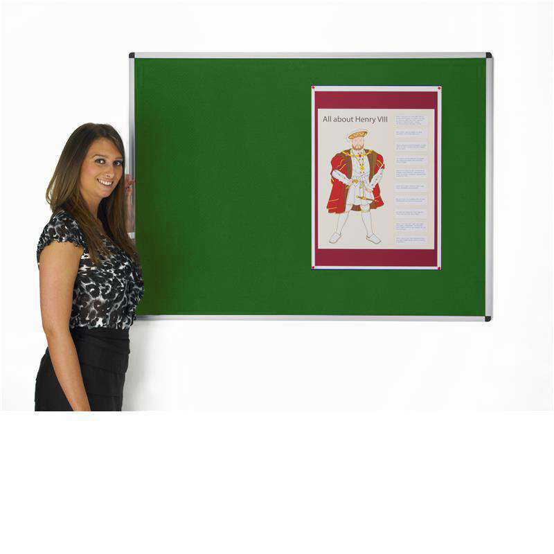 Adboards CLASSIC Notice Board 1200 x 900 mm Green Felt Aluminium Frame ...