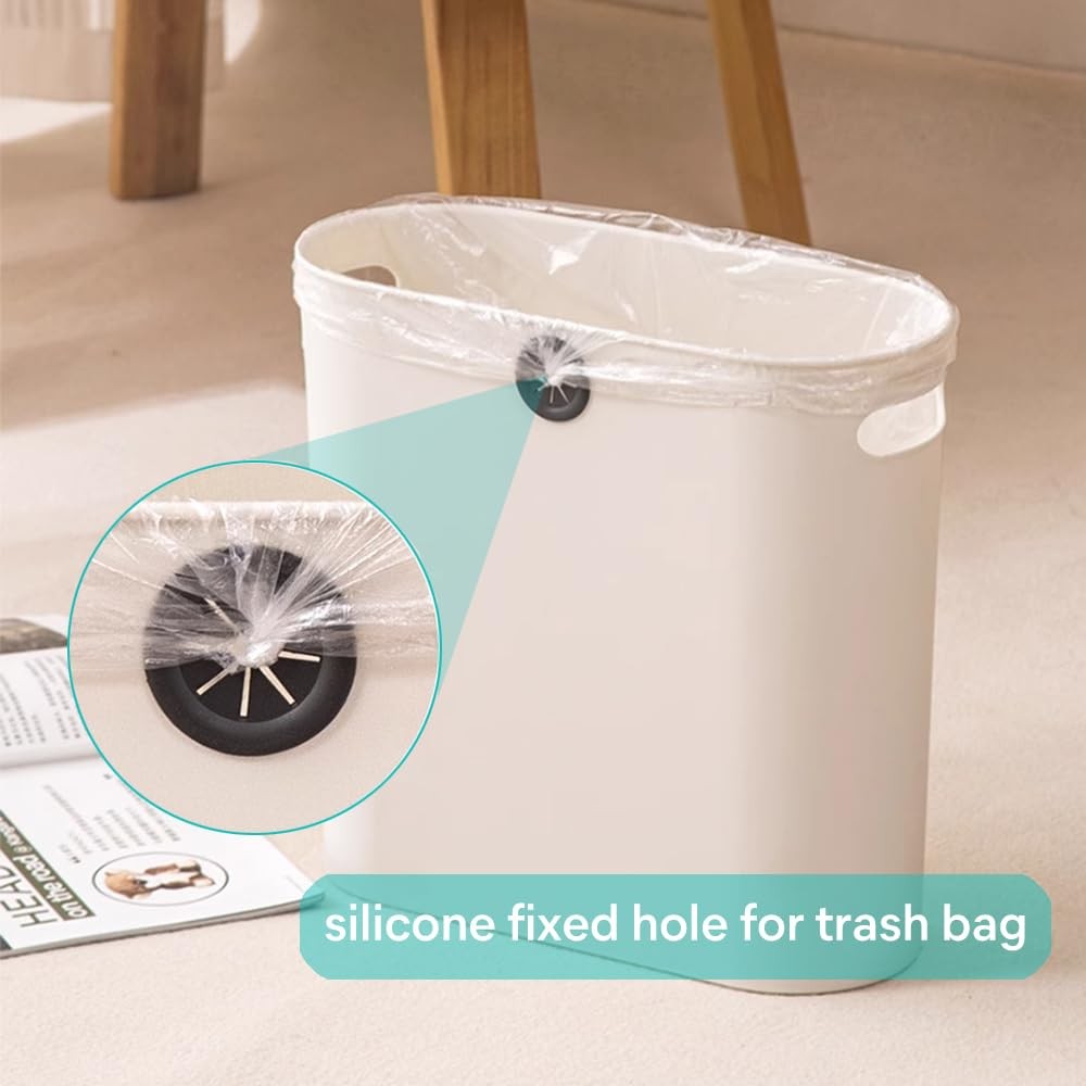 Small Trash Can Plastic Wastebasket Garbage Bin with Handles for Narrow ...