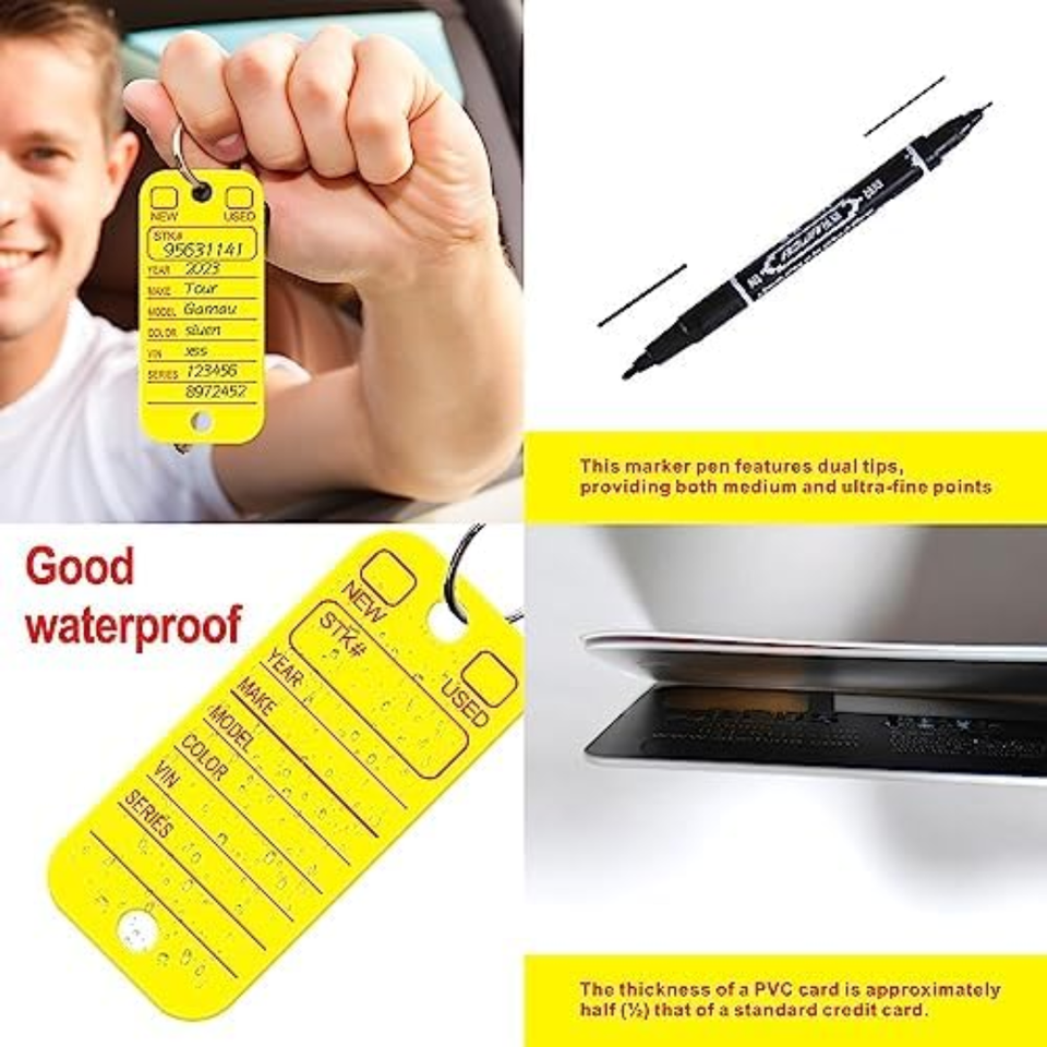 Poly Key Tags Plastic Key Tags w/ 200 Rings & 2 Markers Car Dealer 200 ...