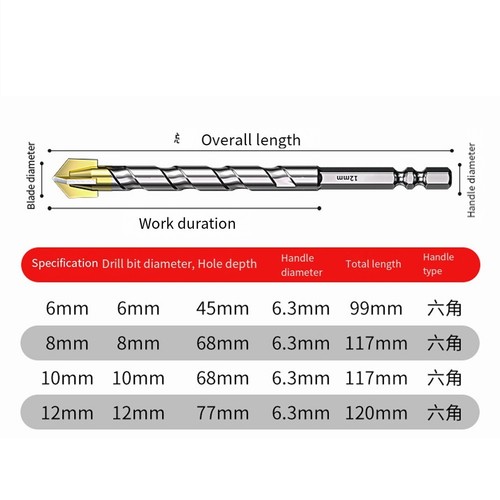 Foret robuste pour per?age efficace du b ton et des carreaux 6 mm 8 mm ...