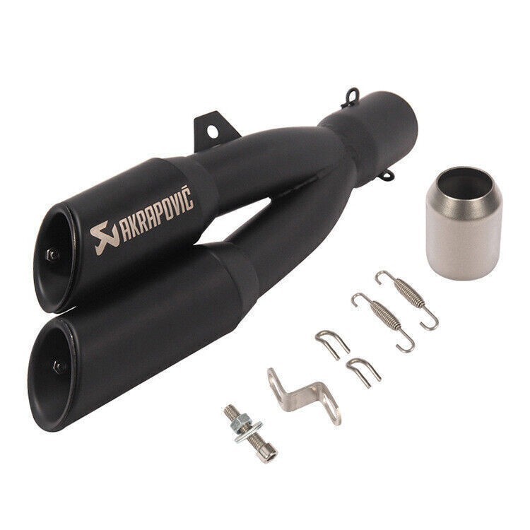 38-51mm Universal Dual Outlet Exhaust Silencer Motorcycle Exhaust ...