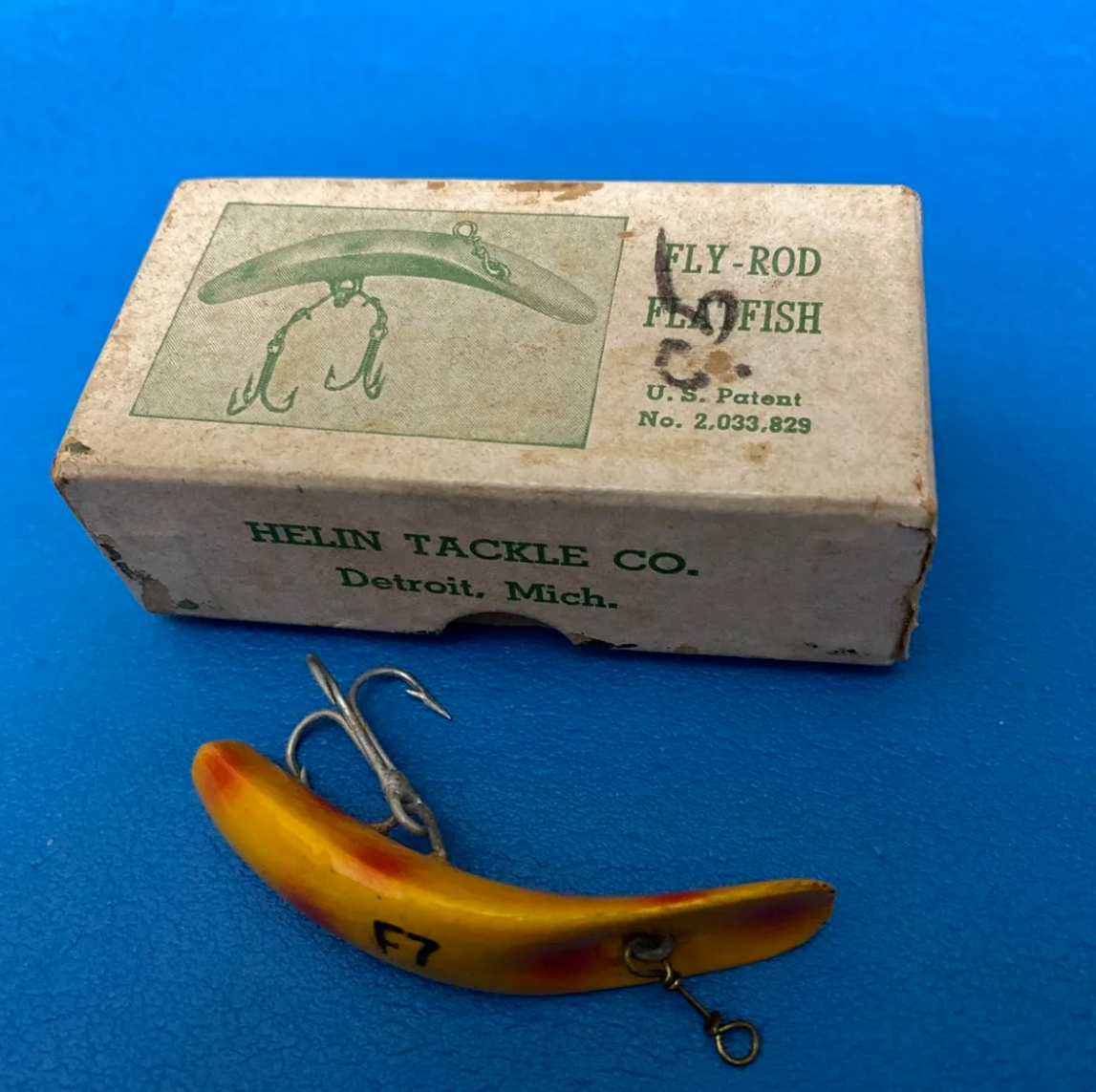 Unused Vintage HELIN Fly-Rod Flatfish F7 Lure w/ Box & Paperwork USA ...