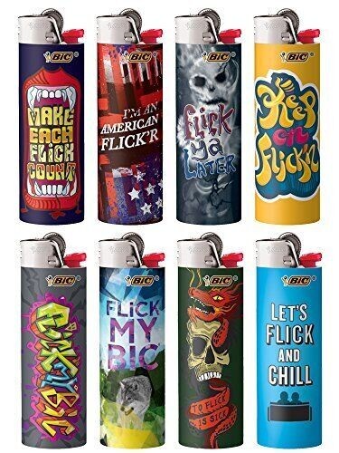 Bic Lighter Flick My Bic Lot of 8 Lighters Various Designs | eBay
