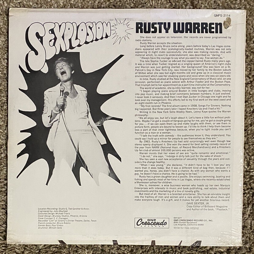 SEALED - Rusty Warren – Sexplosion - 1977 GNP GNPS-2114 LP Vinyl Record ...