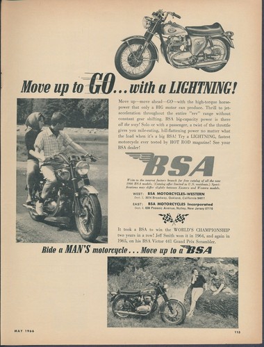 BSA Lightning Man’s Big Motor Motorcycle Bike Vintage Print Ad 1966 | eBay