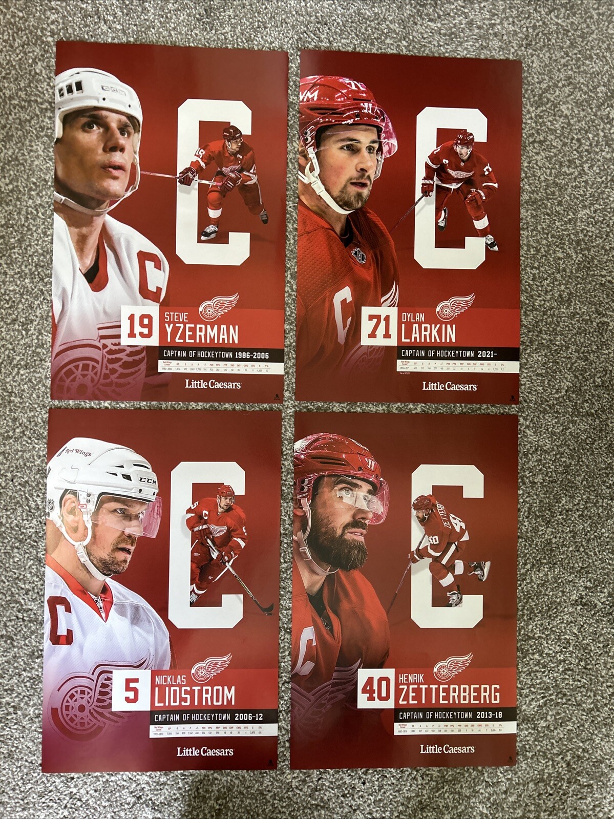 DETROIT RED WINGS 11 X 17 CAPTAIN POSTER YZERMAN LIDSTROM ZETTERBERG ...