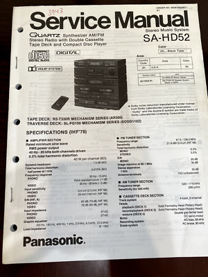 PANASONIC SA-HD52 Service Manual FROM THE USA **ORIGINAL** | eBay