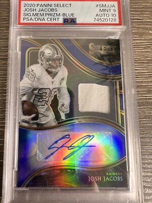 2020 Select PSA 9 / 10 Josh Jacobs Patch Auto #59/75 Raiders | eBay