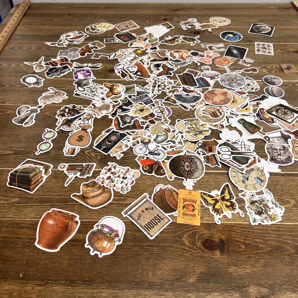 270 pcs Random Stickers Retro Brown Decals for skateboard, phone or ...