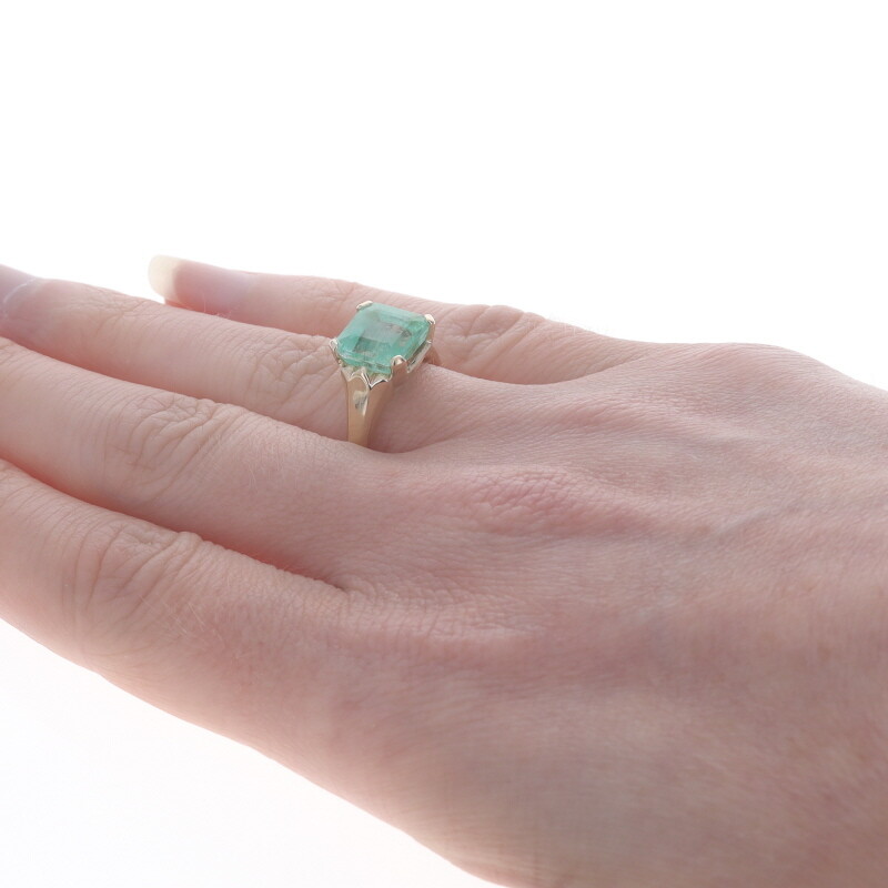 Yellow Gold Emerald Cocktail Solitaire Ring - 14k Square Cut Emerald 2.67ct | eBay