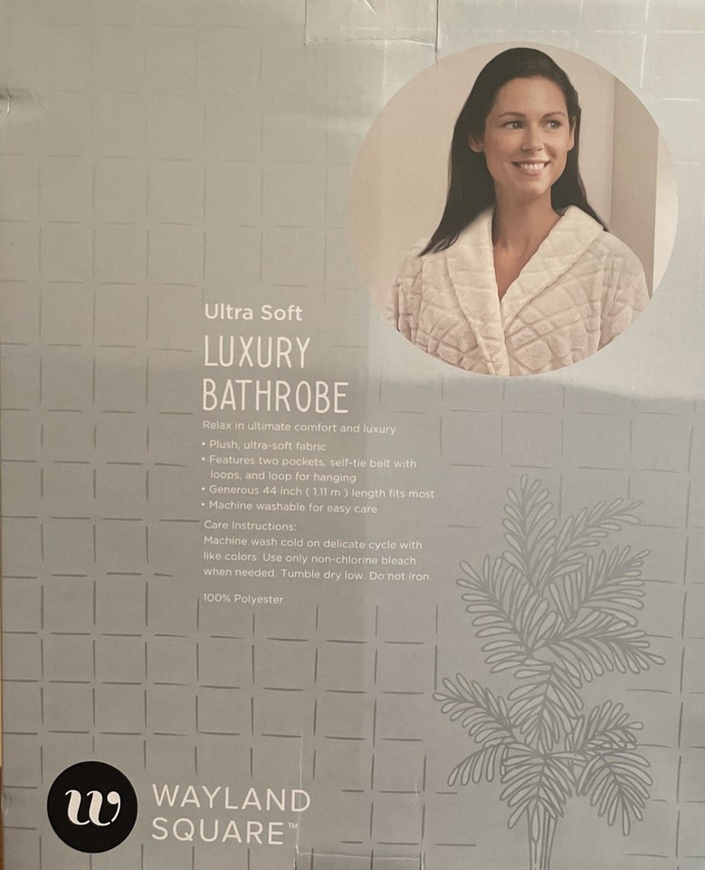 Wayland Square Ultra Soft Luxury Bathrobe 44" Navy Blue New in Box | eBay