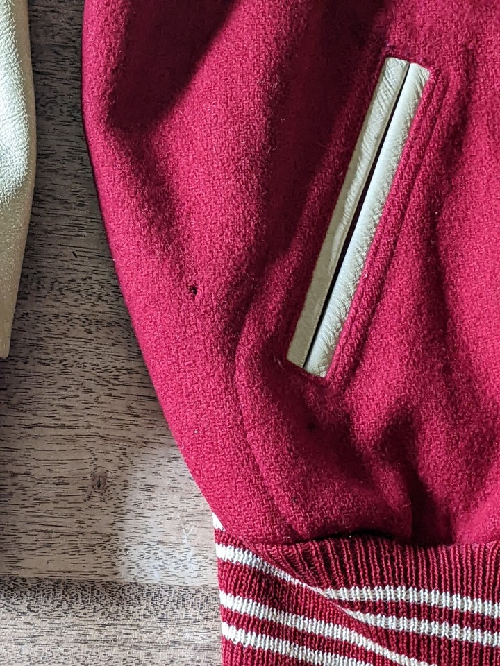 Vintage 60s Wool Leather Varsity Snap Letterman Jacket Size 42 Large W ...