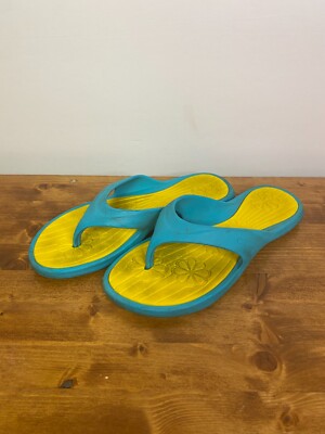 Grendene Yellow Blue Floral Flip Flops Women's 5/6 | eBay