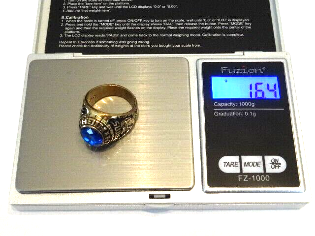 Vintage Gold Lance Kennedy High School Blue Spinel Stone YLTM Gold ...