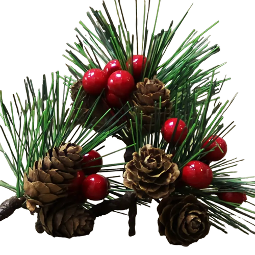 Set of 10 Artificial Christmas Picks - Festive Red Berry Holly Branches ...