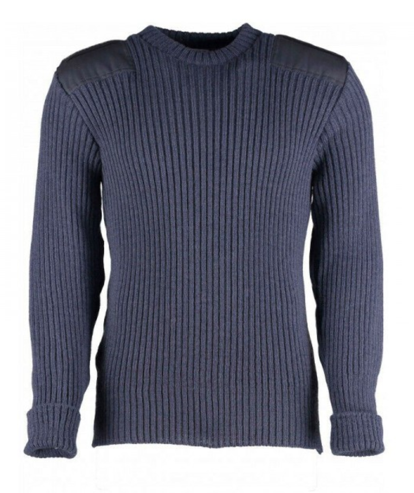 British Commando Sweater Woolly Pully CREW Neck with EPAULETS - Various ...