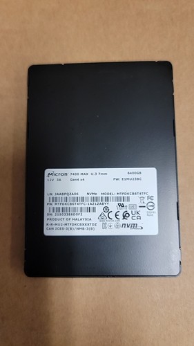 Micron 7400 MAX 6400GB NVMe U.3 (7mm) Non-SED Enterprise SSD ...