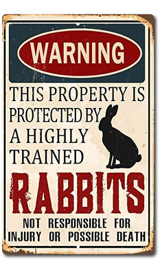 Warning Protected By Attack Rabbits Sign Metal Aluminum 8"x12" Funny | eBay