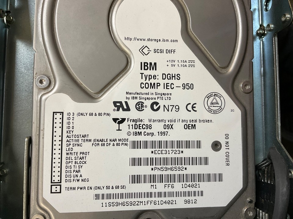 SGI Silicon Graphic 013-0596-002 drive sled IBM Hard drive Type DGHS ...